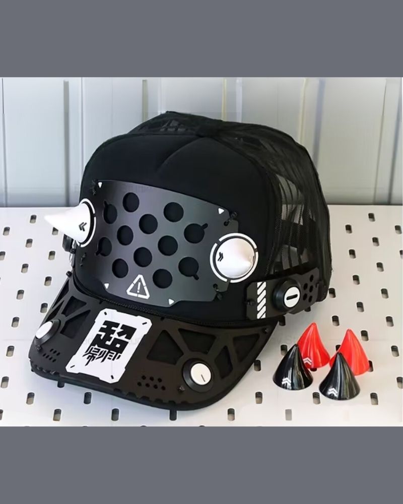 Cyberpunk Mech-Horn Tactical Cap Mask Hand Armor – Techwear Official