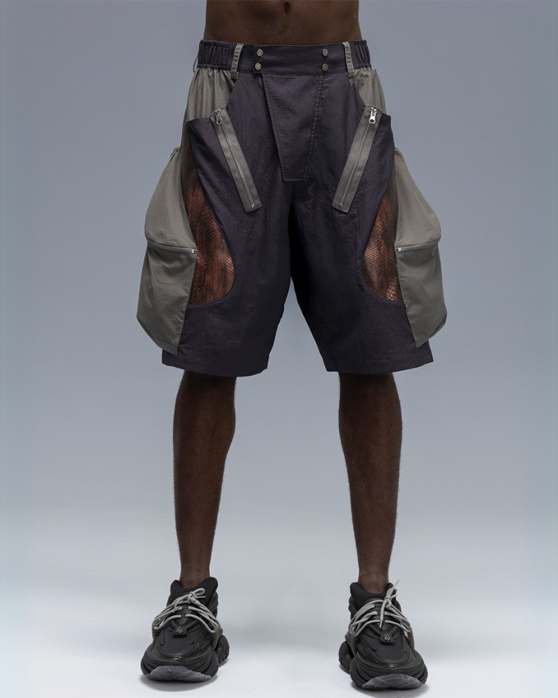 XIPHEVIL Cyberpunk Street-Style Star Arc Cocoon Pocket Shorts - Men ...