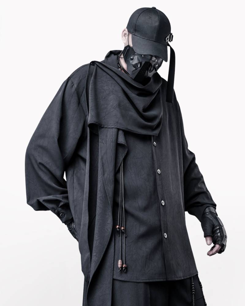 Darkwear Style Japanese Urban Scarf Collar Shirt – Techwear Official