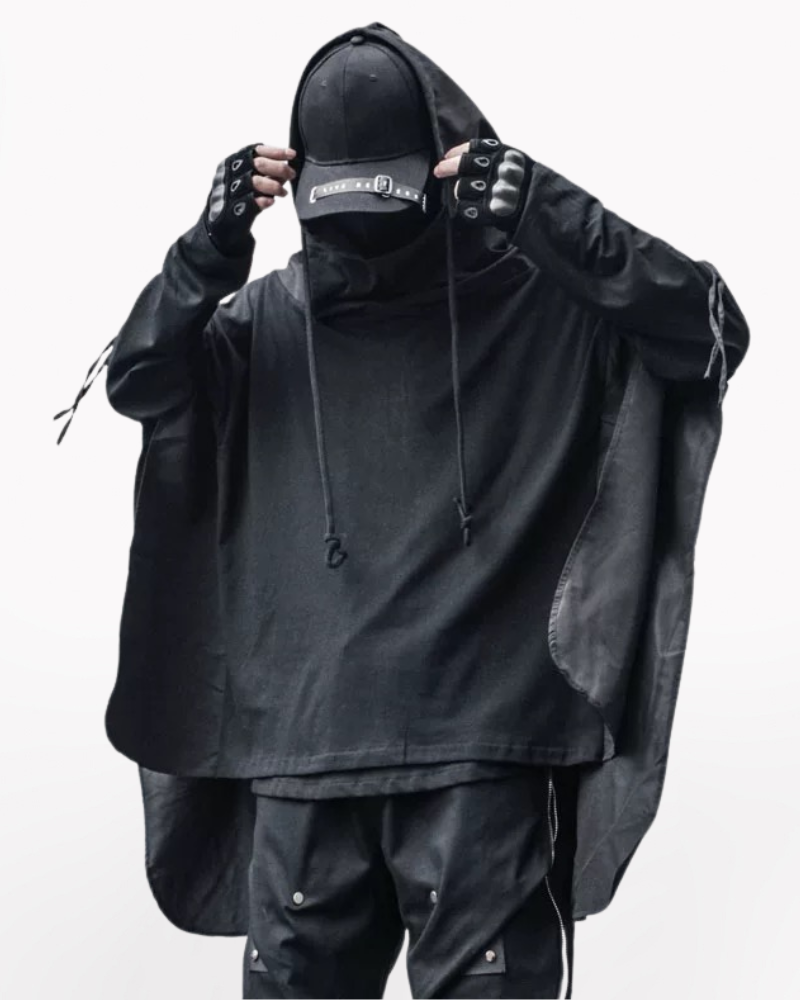 Futuristic Streetwear Ninja Cape Hoodie – Techwear Official