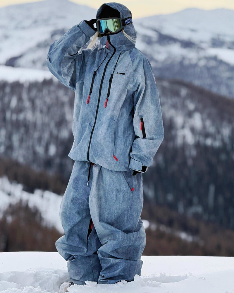Ski Wear Windproof Blue Denim Snow Suit - Unisex – Techwear Official