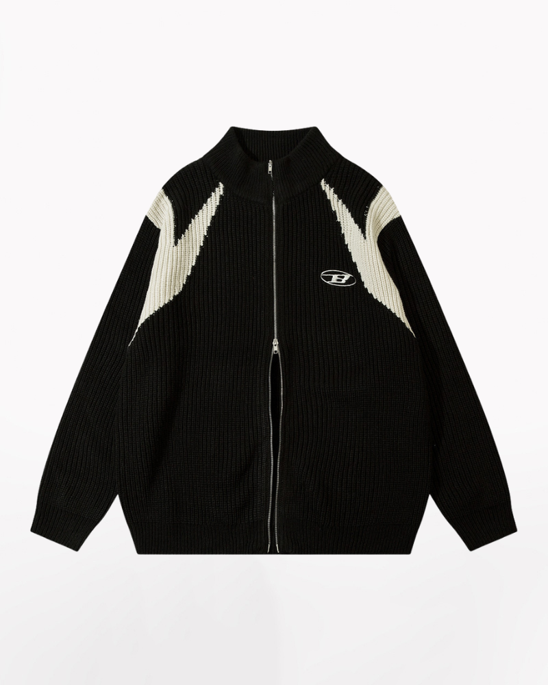 Streetwear Knitted Zip Up Turtleneck Sweater – Techwear Official
