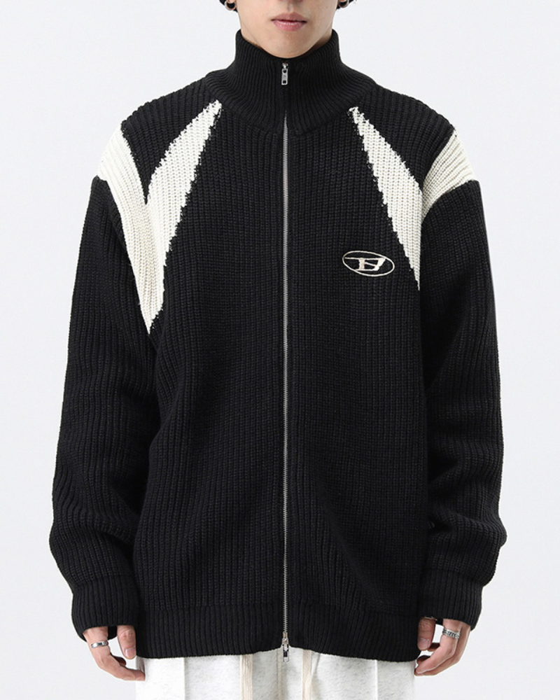 Streetwear Knitted Zip-up Turtleneck Sweater – Techwear Official