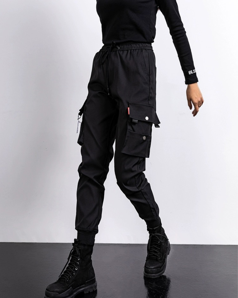 Techwear Black Slim Women Cargo Pants – Techwear Official