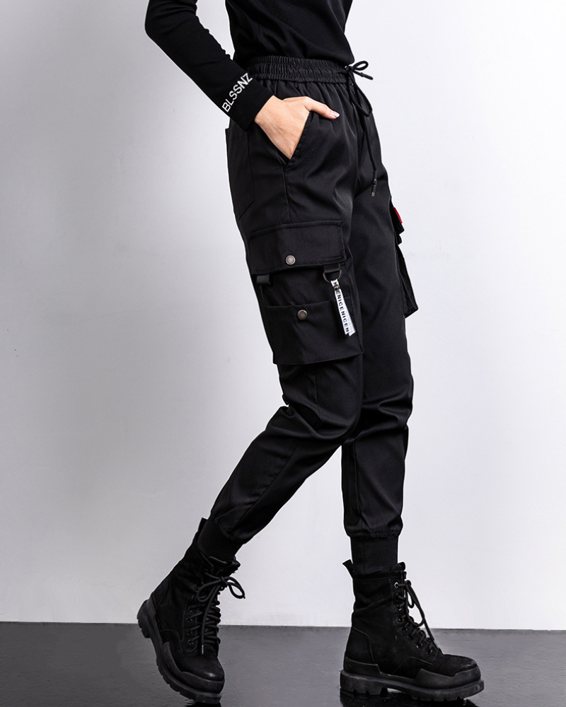 Techwear Black Slim Women Cargo Pants – Techwear Official