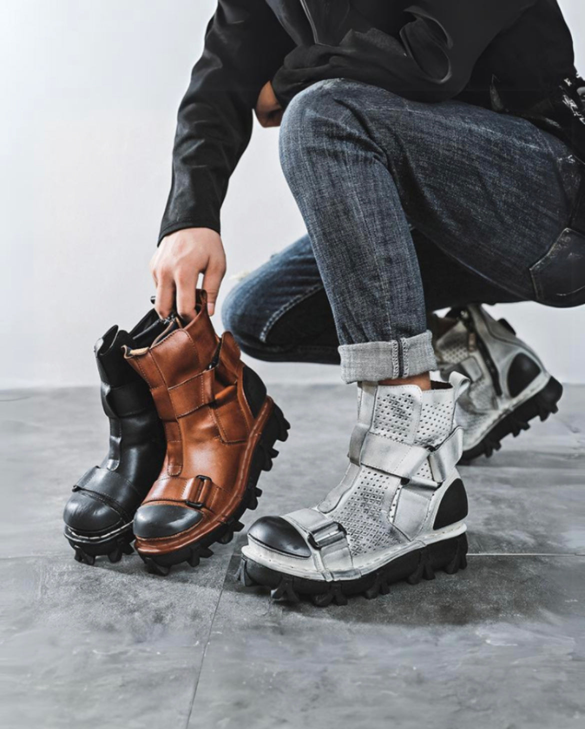 Techwear Punk Style Unisex Motorcycle Platform Boots – Techwear Official