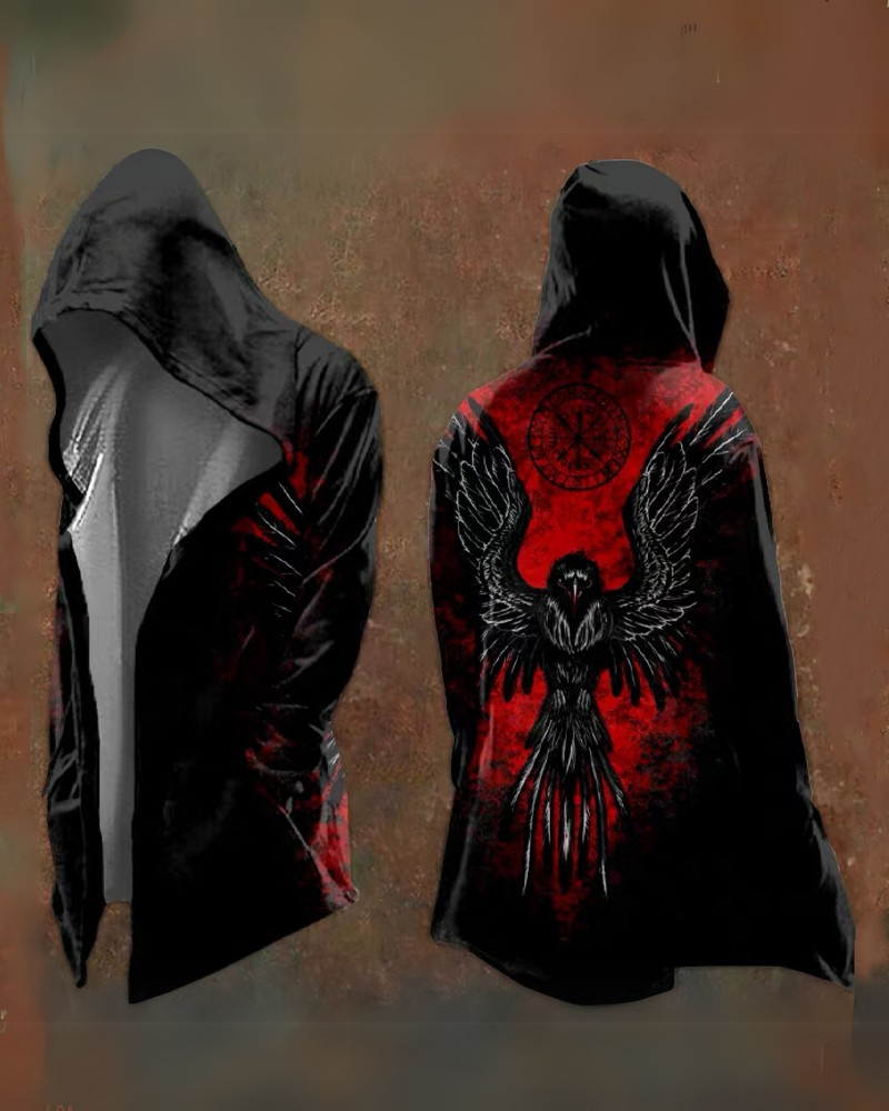 Viking Art Cosplay Vintage Totem Hooded Jacket – Techwear Official