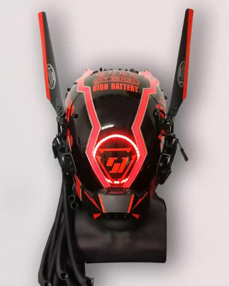 Samurai Dreadlocks LED Cyberpunk Helmet Mask (LEDs available in 7 colo ...