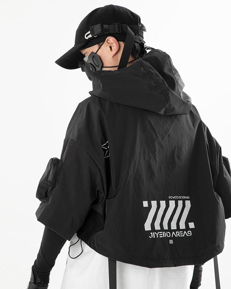 Functional Hooded Short Black Cape – Techwear Official
