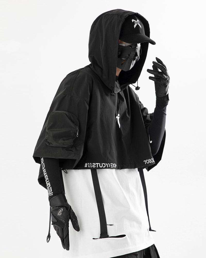 Functional Hooded Short Black Cape – Techwear Official