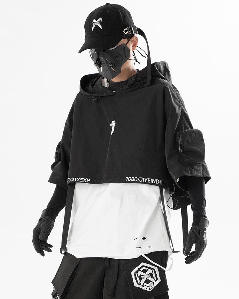 Functional Hooded Short Black Cape – Techwear Official