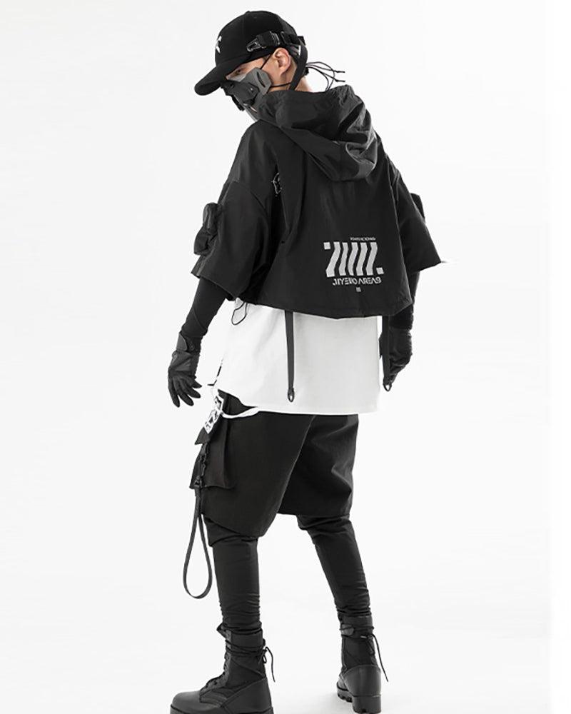 Functional Hooded Short Black Cape – Techwear Official