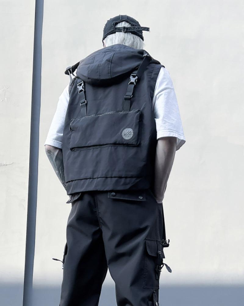 Functional Multi-Pocket Cargo Hooded Vest – Techwear Official