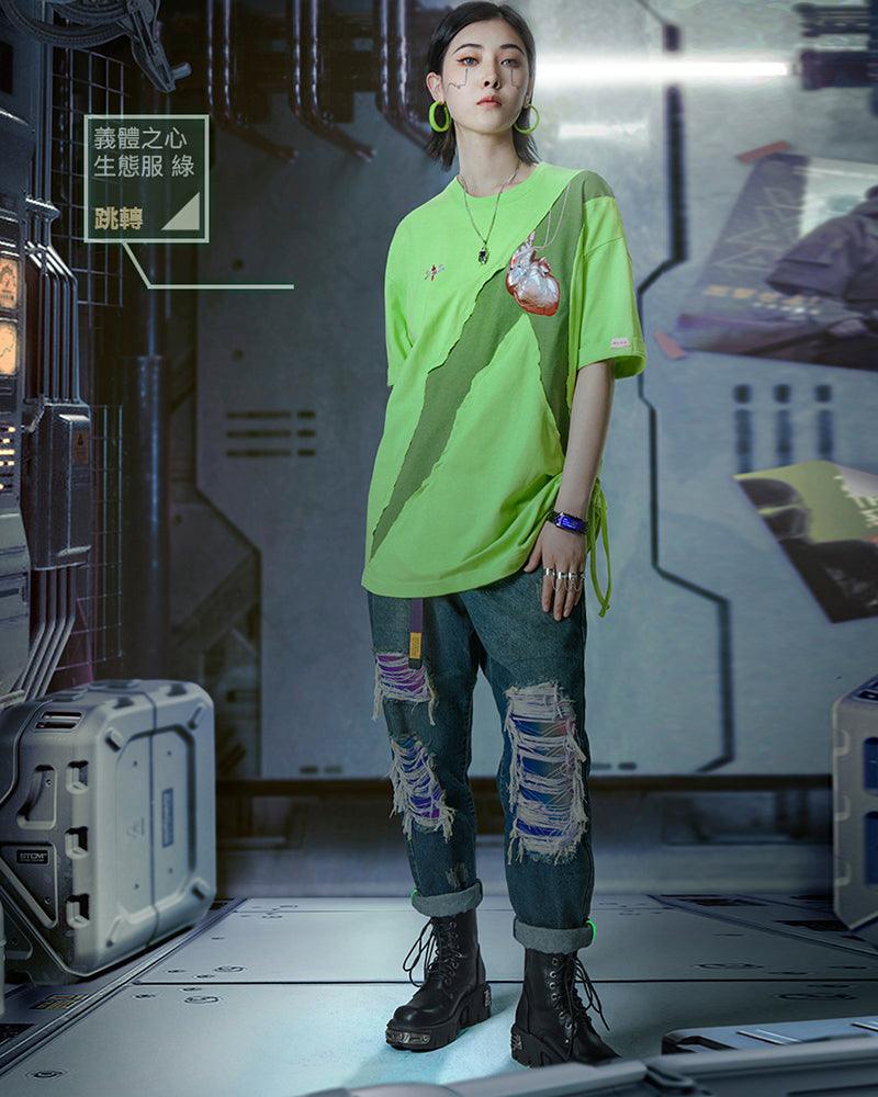 XIPHEVIL Cyberpunk Laser Destroyed Unisex Y2K Jeans – Techwear Official