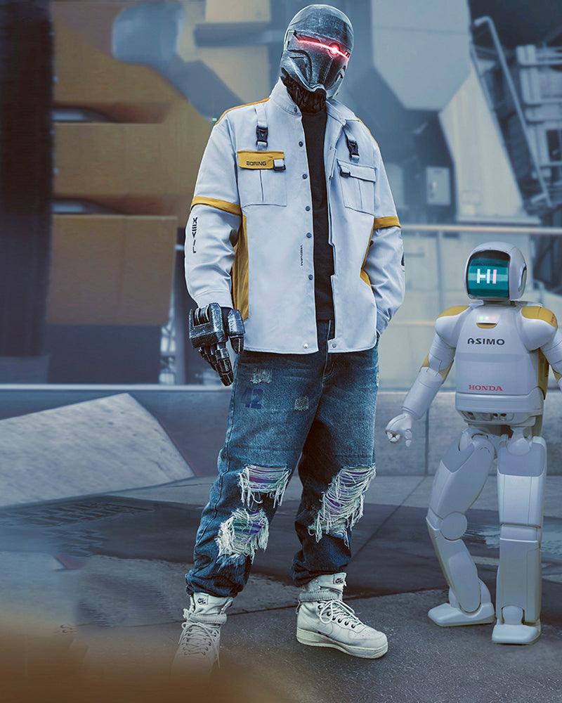 XIPHEVIL Cyberpunk Laser Destroyed Unisex Y2K Jeans – Techwear Official