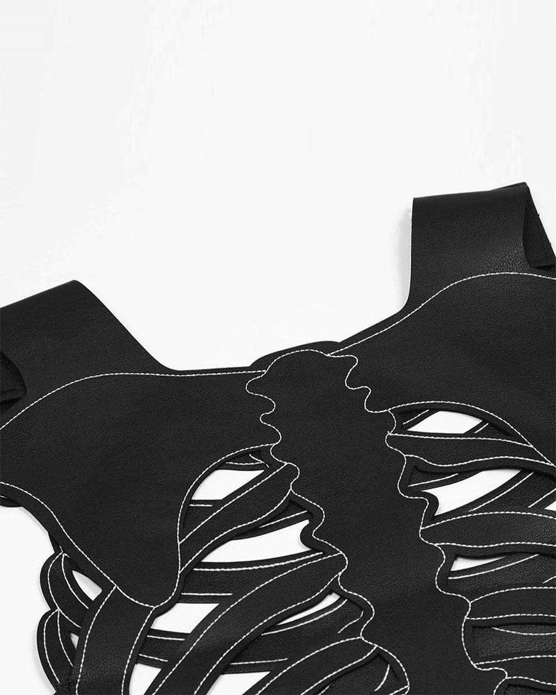 Techwear Sternum Embroidery PU Vest – Techwear Official