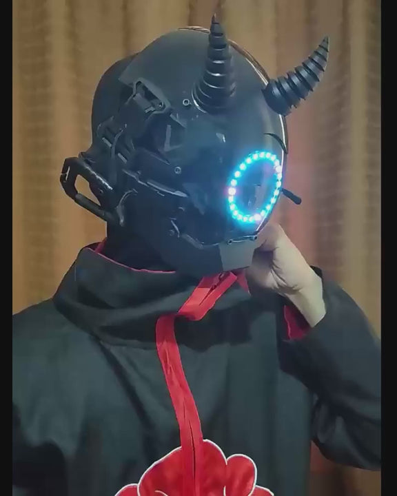 Cyberpunk Futuristic Devil LED Helmet Mask – Techwear Official