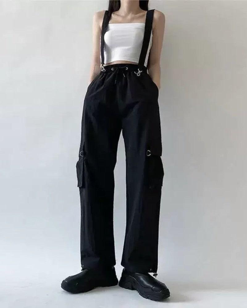 Techwear Women Black Straps Cargo Pants – Techwear Official